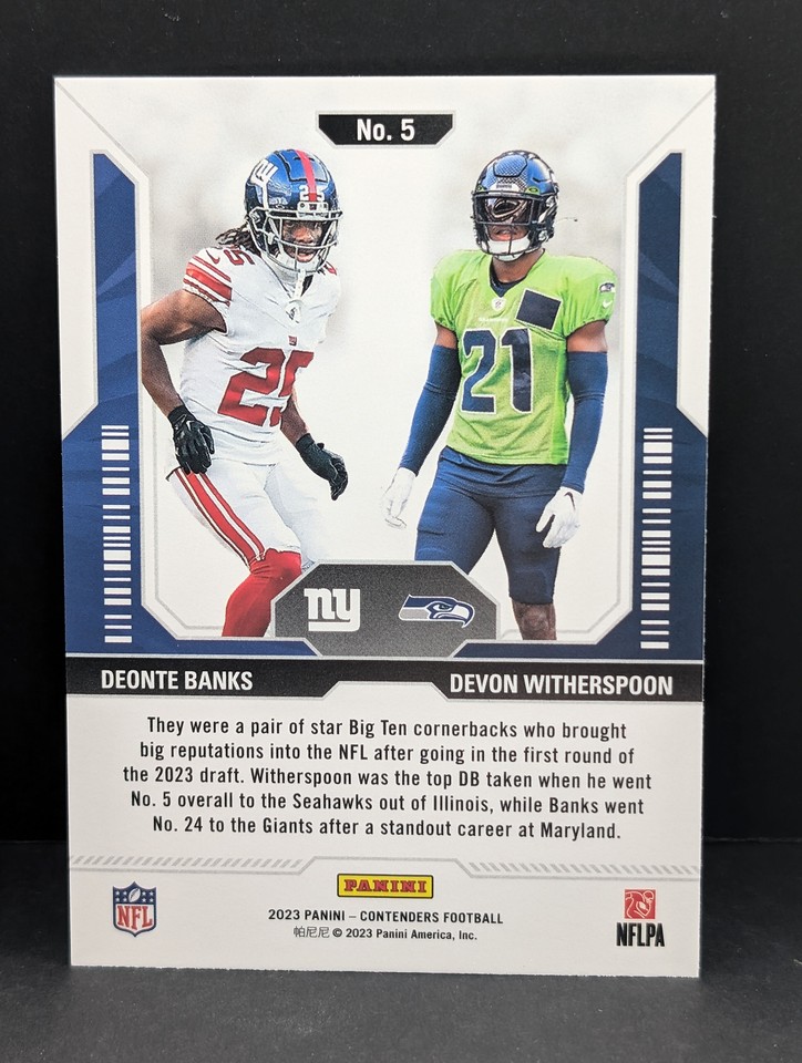 2023 Panini Contenders Round Numbers #5 Deonte Banks,Devon Witherspoon ...