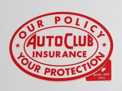 AUTO CLUB Insurance Car Decal Adhesive Bumper Sticker | eBay