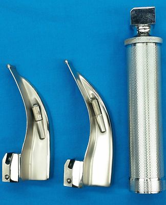 Laryngoscope Mac Set of 2 BLADES # 1,2 +1 HANDLES EMT Anesthesia ...