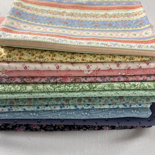 Lot Vintage Calico Fabric 12 Prints Yards Small Flowers Remnants Pink ...