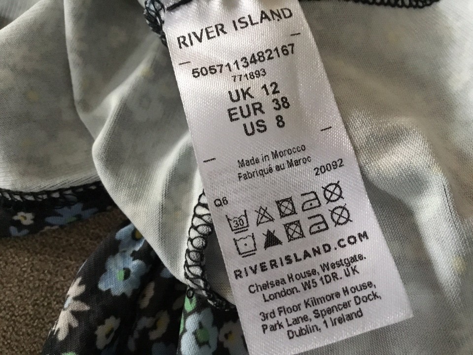 River Island Blue Flowery Dress Size 12 NEW | eBay