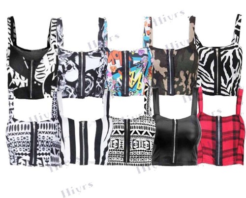 Womens ladies Bra Crop Top Ladies zip padded bra let brassier Top Girls ...