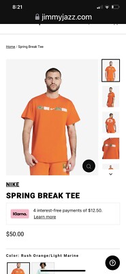 Nike Spring Break Tee, Jimmy Jazz, Orange | eBay