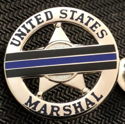 USMS - US Marshals Service TBL “mourning band” shiny silver lapel Pin ...