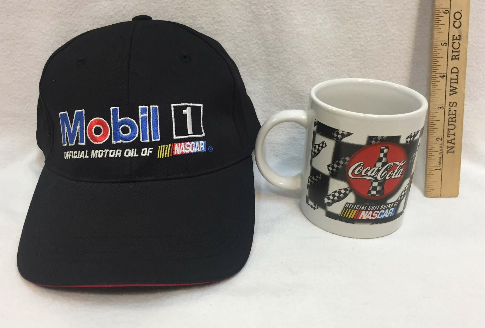 Mobil 1 NASCAR Baseball Hat Cap Black & Coffee Cup Mug Coca Cola Lot 2 ...