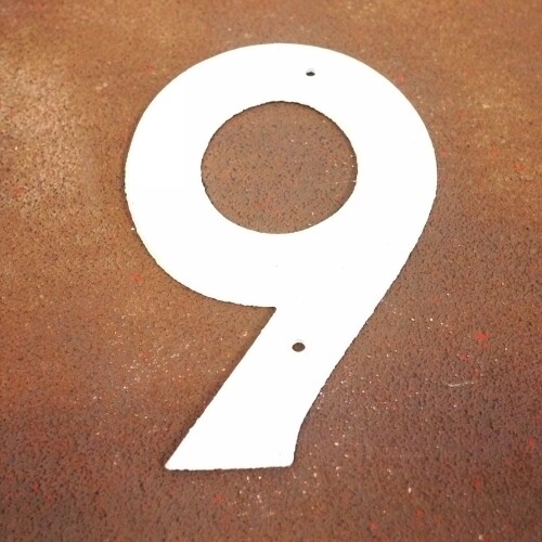 Large Cast Iron White No. 9 House Number - House Fence Letterbox ...