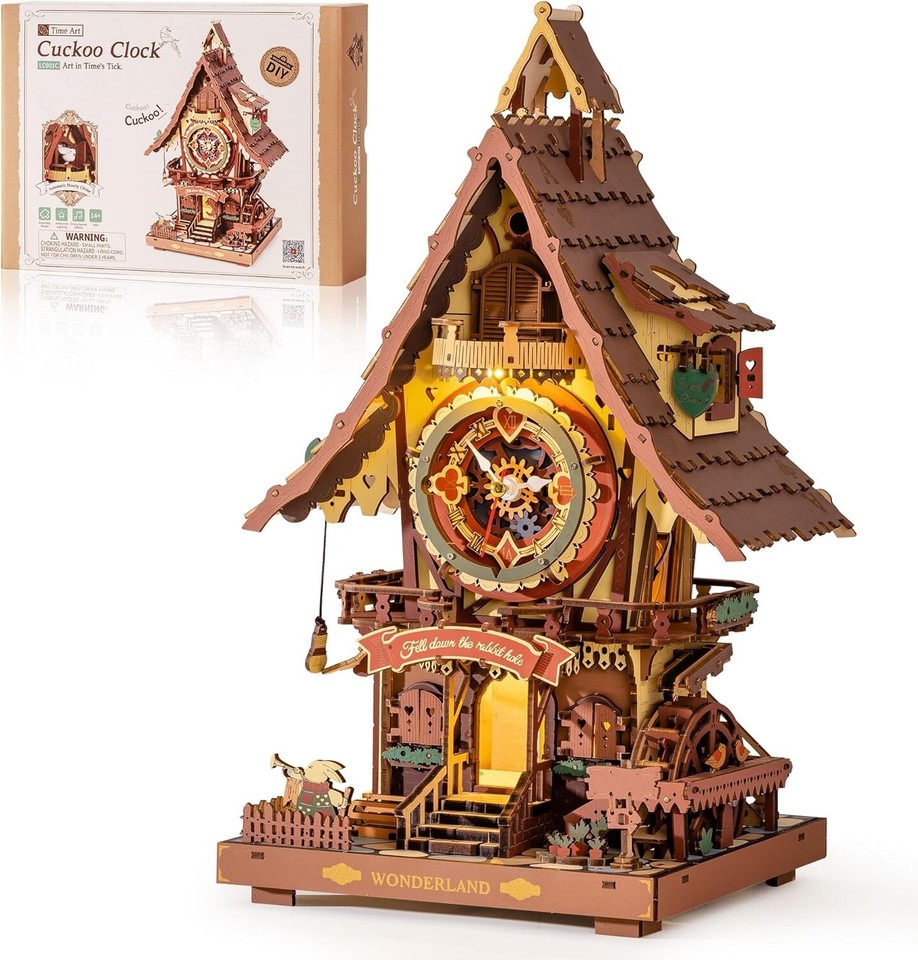 ROKR Cuckoo Clock 3D Wooden Puzzle Mechanical DIY Model Kit for Adult ...