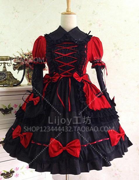 Women's Cosplay Dress Retro Long Sleeve Ruffles Layered Lace Lolita ...
