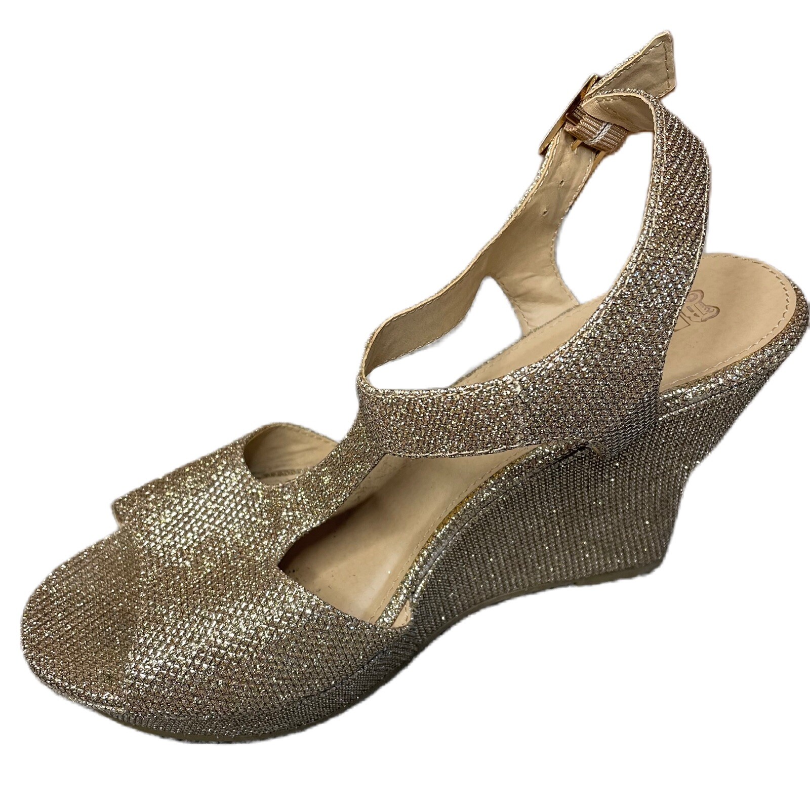 Brash Women’s Gold Platform Wedge Heel Sandals Shoes, Size 8 | eBay