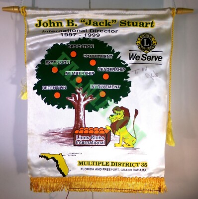 Vintage Lions Club International Flag Jack Stuart Florida & Freeport 35 ...