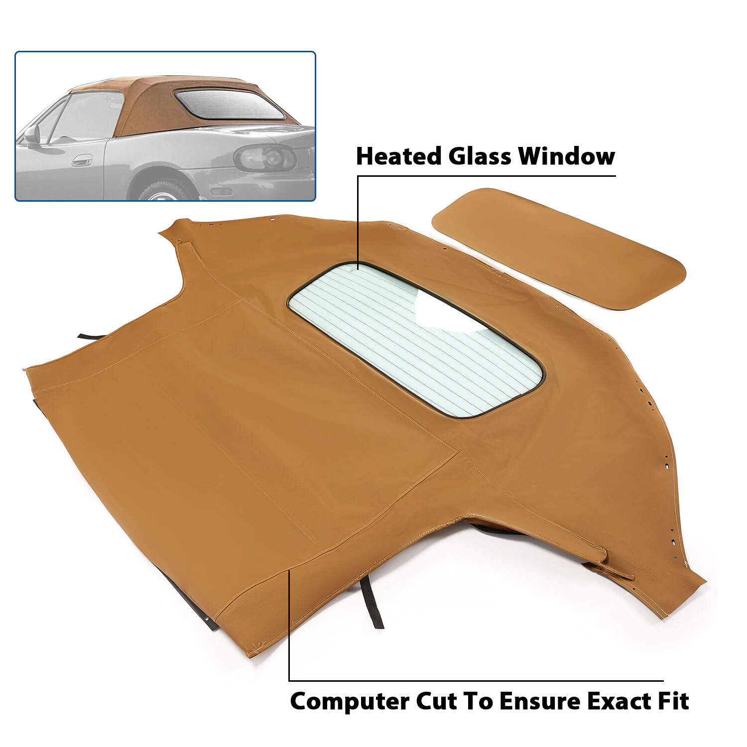 HECASA Tan Convertible Soft Top For Mazda Miata 90-97 99-05 with Glass ...