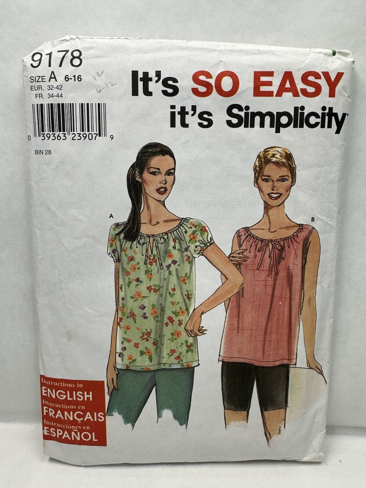 Simplicity 9178 Misses Top Blouse Pattern 6-12 *Top cut at a 12* | eBay