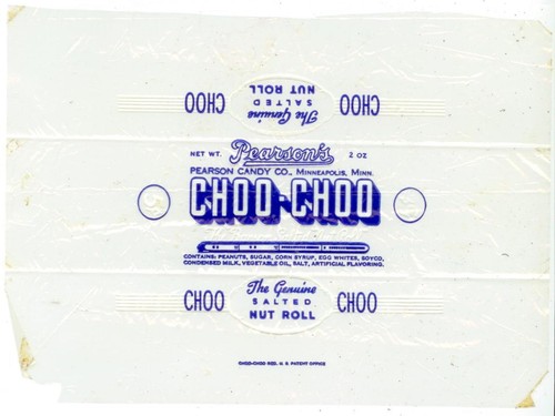 1940s Choo-Choo 5c candy bar wrapper 2 oz - railroad - Pearson Candy ...