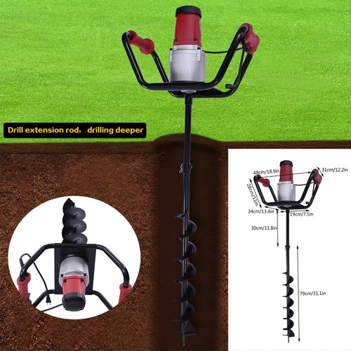 Electric Post Hole Digger Earth Auger 1500W 1.6HP w/ 4'' Bits ...