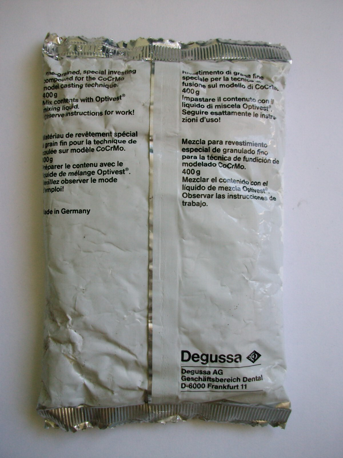 Optivest Degussa investing compound for duplicate models and casting ...