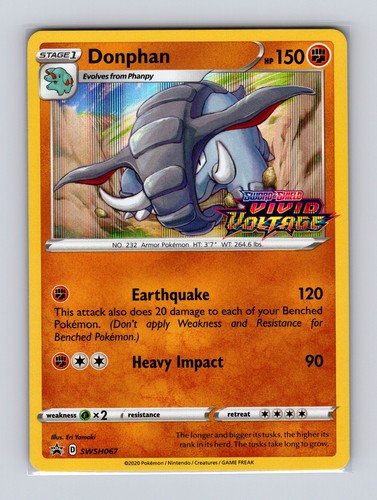 Pokemon Card - Donphan SWSH067 Vivid Voltage Stamped Pre-Release Holo ...