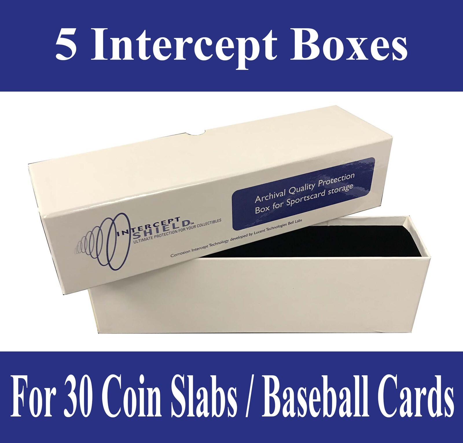 5 Intercept Shield Archival Boxes Fr Certified Coin Slabs Baseball ...