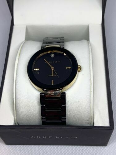 Anne Klein Y121E Women's Stainless Steel Analog Black Dial Watch With ...