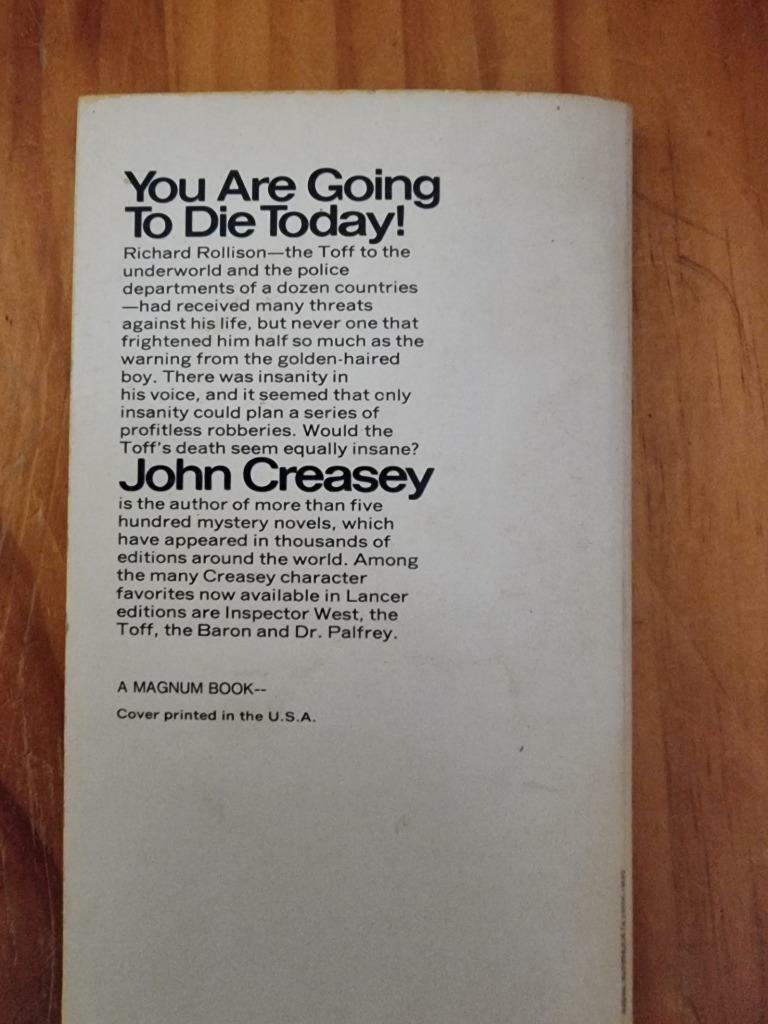 Vintage Book Magnum Books The Toff and the Golden Boy by John Creasey ...