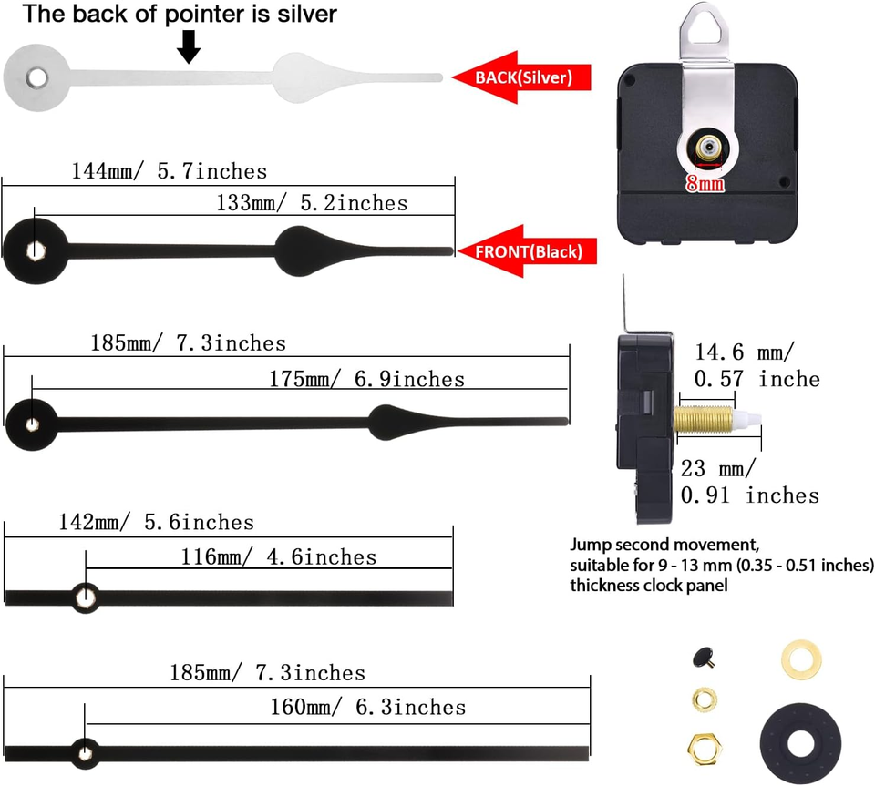Clock Movement Mechanism High Torque Long Shaft Clock Replacement Wall ...