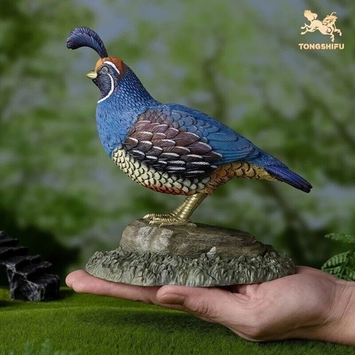 6.3" China Pure Bronze Painted Hand-carved California Quail Bird Art ...