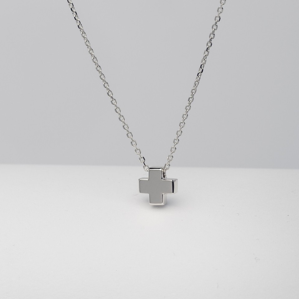 14K Solid Gold Cross Necklace – Dainty Minimalist Square Cross Pendant ...