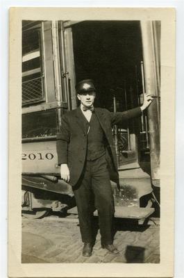 Vintage 1920s Photo Railroad CONDUCTOR Stands By Train Car | eBay