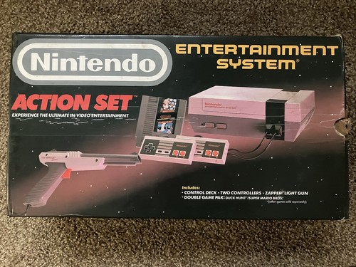 Original Nintendo NES Action Set - BOX ONLY- Empty Box NO CONSOLE- Gray ...
