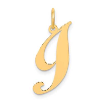 14K Gold Small Fancy Script Letter I Initial Charm | eBay