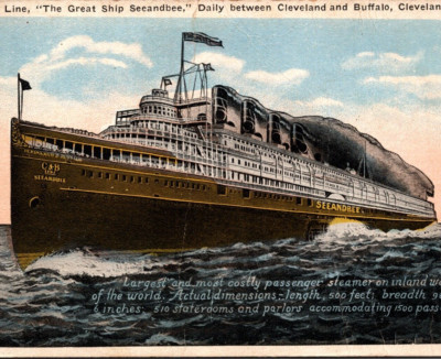 C&B Line GREAT SHIP SEEANDBEE Cleveland Buffalo Steamer Ship Postcard ...