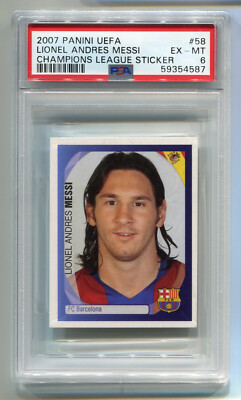 2007 Panini UEFA Champions League 58 Lionel Messi PSA 6 EX-Mint World ...