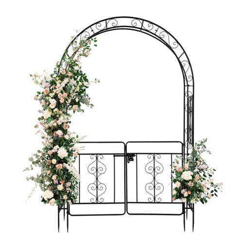 Black Arc Roof Double Layer With Door Wrought Iron Iron Arch Courtyard ...