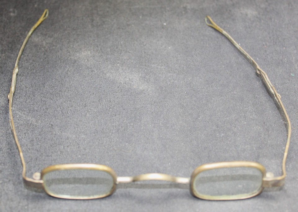 WW1-Era Slide-Arm Brass Eyeglasses w/ Metal Trench Knife Case - Glasses ...