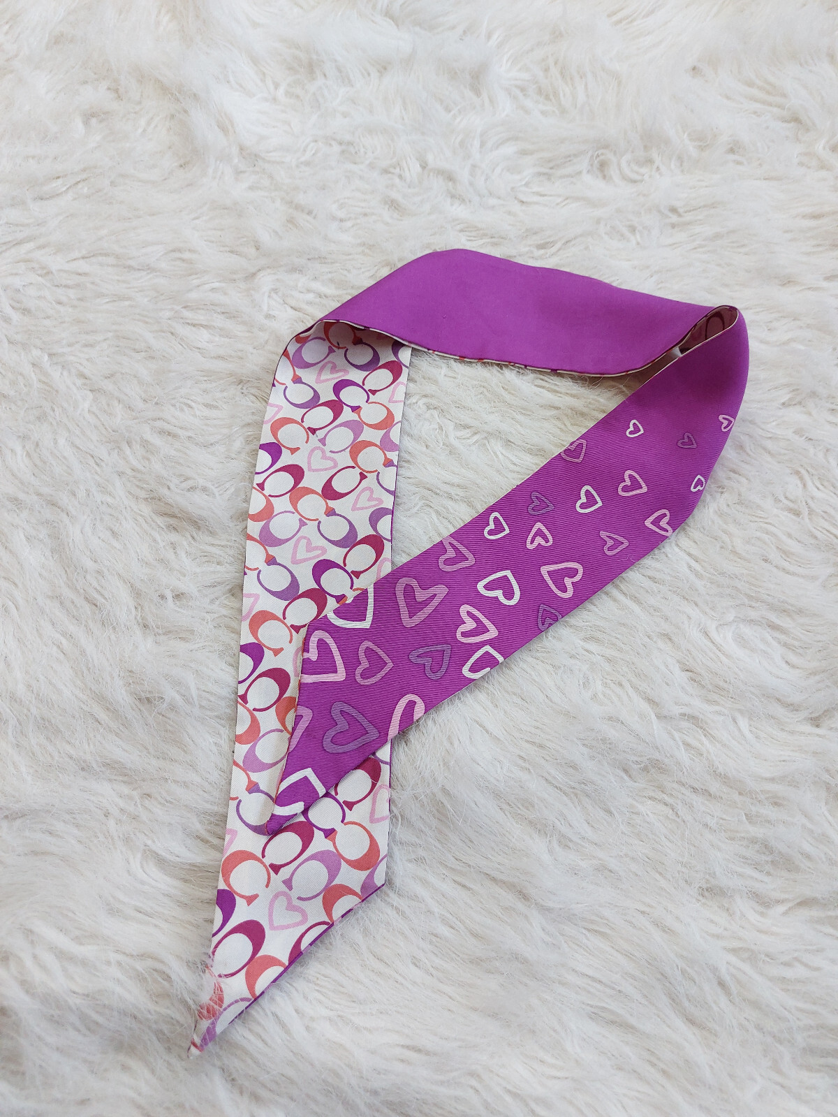 Coach Pink Signature Pattern Silk Head Scarf - Gem