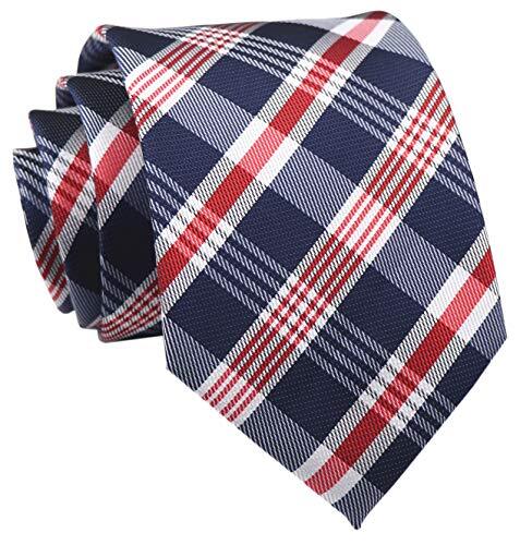 Men's Gingham Check Stripe Ties Pattern Business One Size Red Blue ...