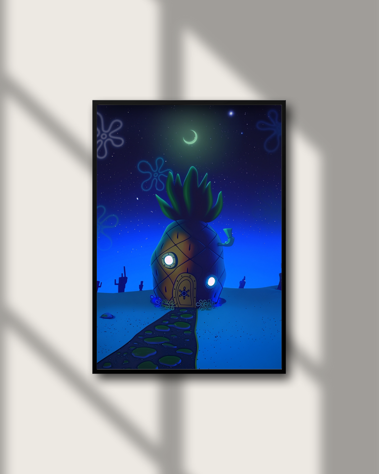 Spongebob Squidward Houses Night Sky Poster Photo Print | eBay
