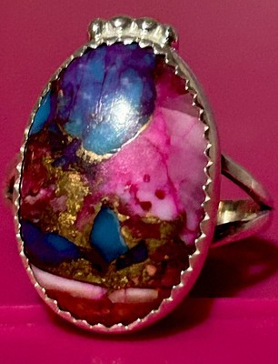 Sterling Silver Native Style Spiny Oyster Stone Ring Beautiful!! Size ...