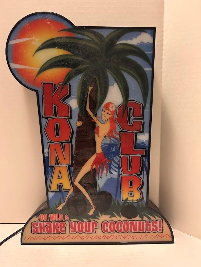 Rabbit Tanaka Kona Club Lighted Sign Hawaii Themed Hula Girl Novelty ...