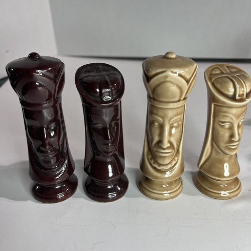 Duncan Mid Century Ceramic Chess Complete Set Tan and Brown P | eBay