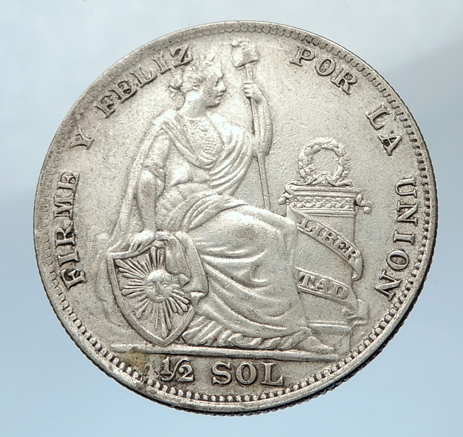 1935 PERU South America w LIBERTY Peruvian Antique Silver 1/2 Sol Coin ...