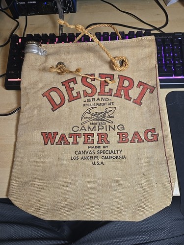 VTG Desert Brand Water Bag Camping Los Angeles Ca. Flax Duck Scotland ...