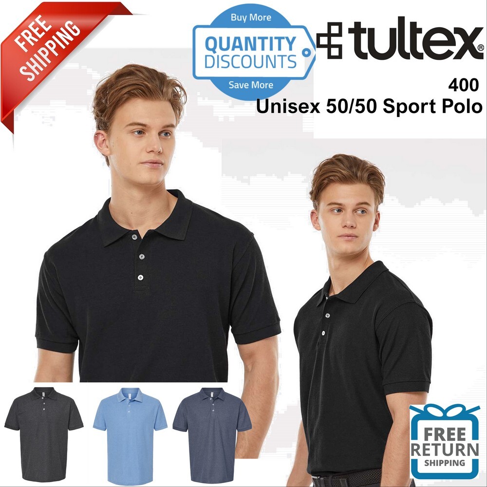 Tultex Men Short Sleeve 50/50 Sport Polo Shirt 400 Up To 2XL | eBay