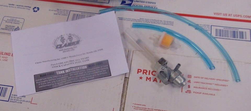 WHITE plastic Clarke Gas Fuel Tank cap petcock more HONDA ATC 350X ALL ...