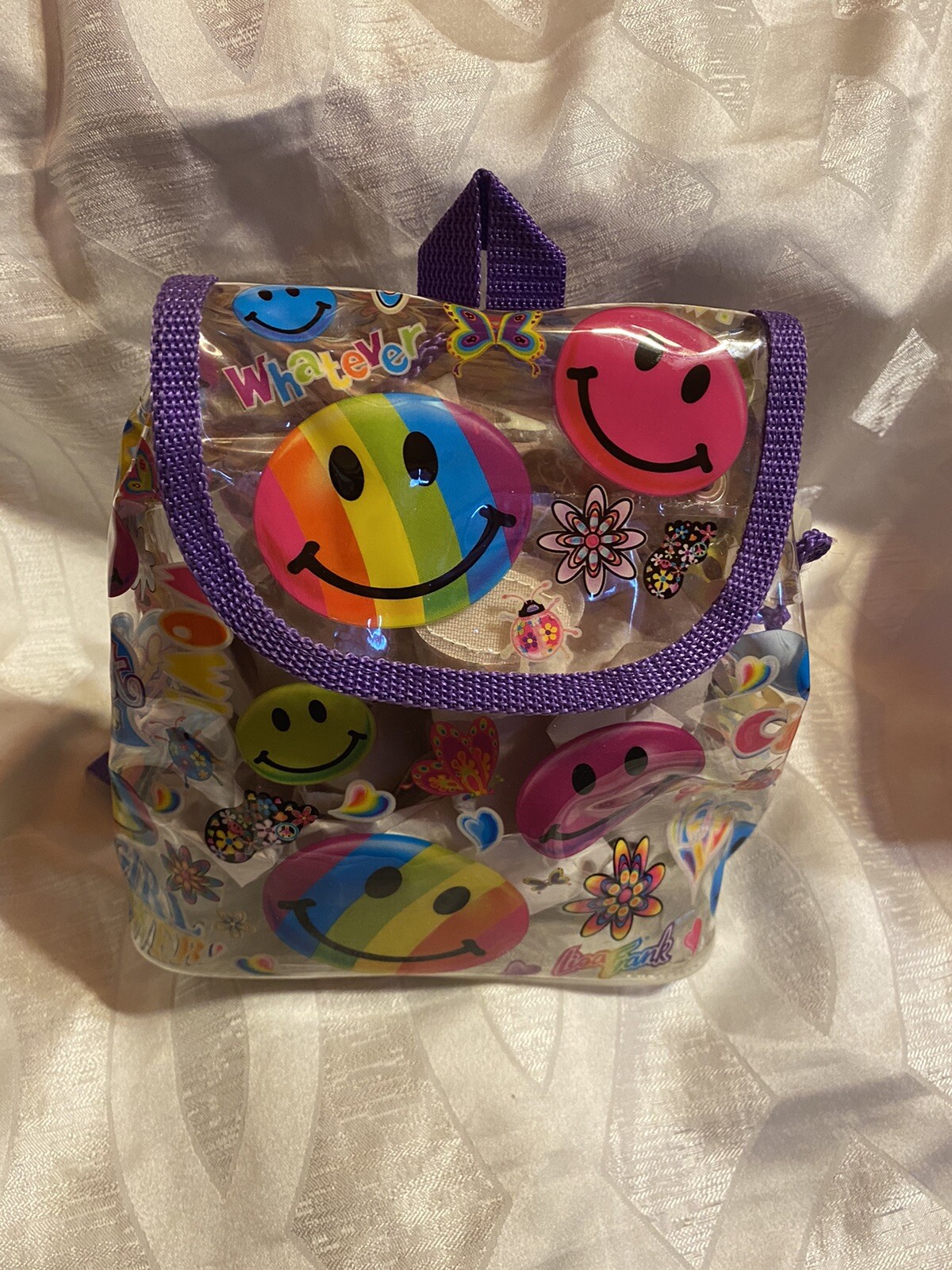 Vintage Lisa Frank Clear Smiley Face Drawstring Smal… - Gem