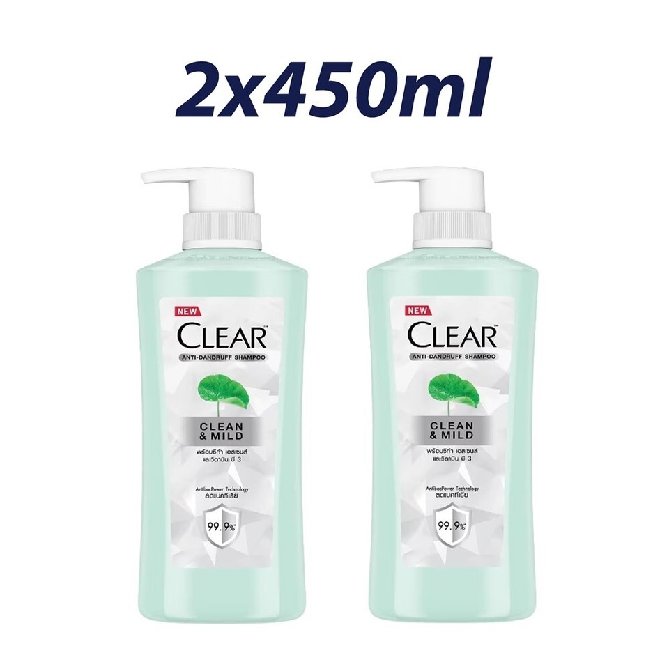 2x450ml Anti Dandruff Scalp Clean Care Clear Shampoo and Hair Mild Dry ...