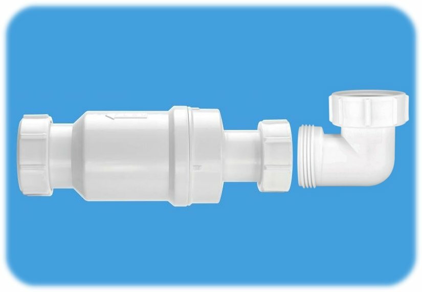 McALPINE Waterless Self Sealing Waste Trap 40mm MACVALVE-2 & T4U Bend ...