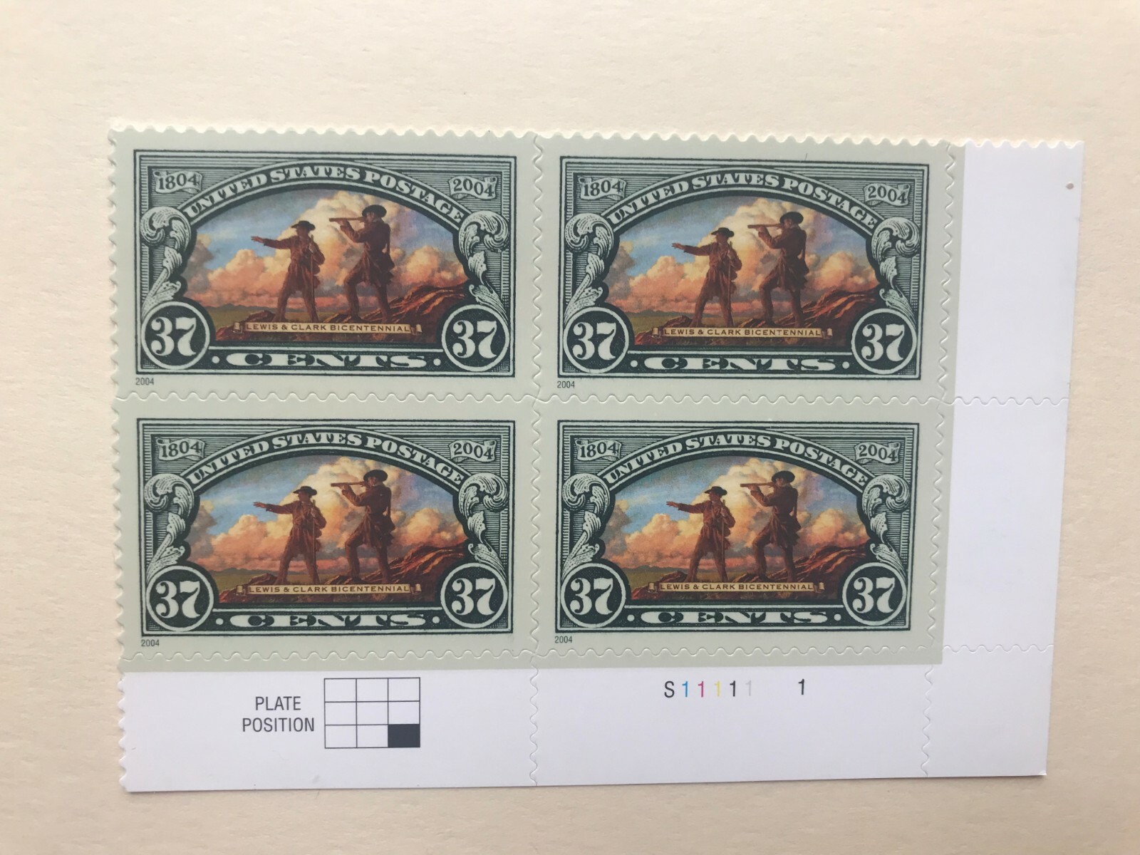 US Postage Stamp, #3854 LEWIS AND CLARK 37 cent, PL BLK of 4 MNH | eBay