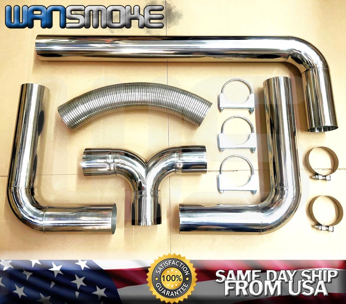 DUAL STACK T PIPE EXHAUST SMOKER MUFFLER POWERSTROKE HEAVY DUTY ...