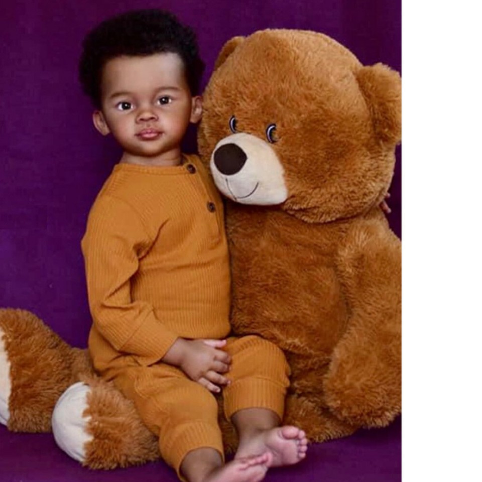 30" Cute Finished Reborn Baby Doll Boy Hand-Rooted Hair Gift Black Skin ...