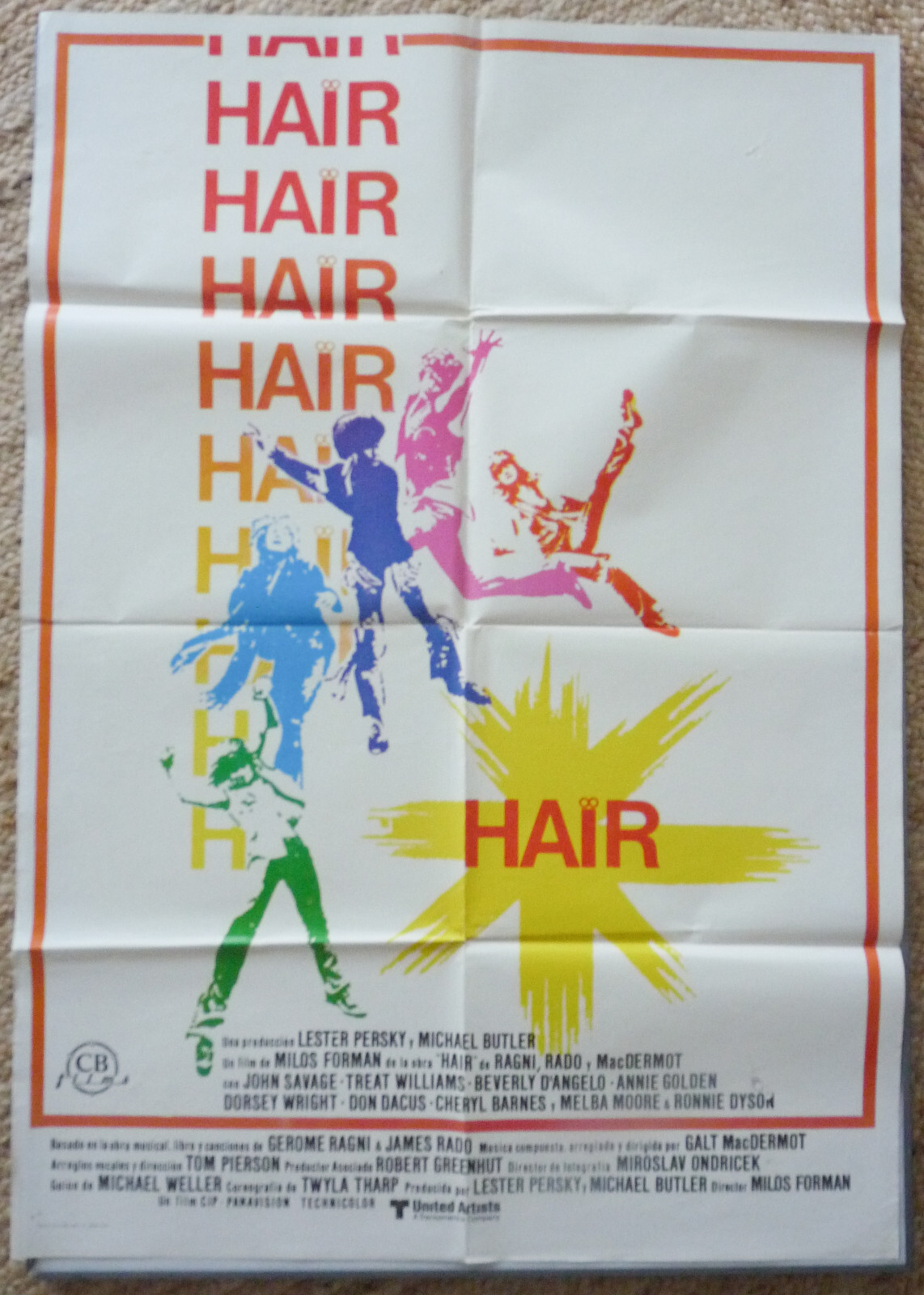 HAIR original movie poster Spanish 1978 MILOS FORMAN RARE! DANCE ...